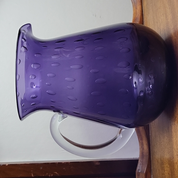 Unsure | Dining | Hand Blown Purple Bubble Glass Pitcher | Poshmark